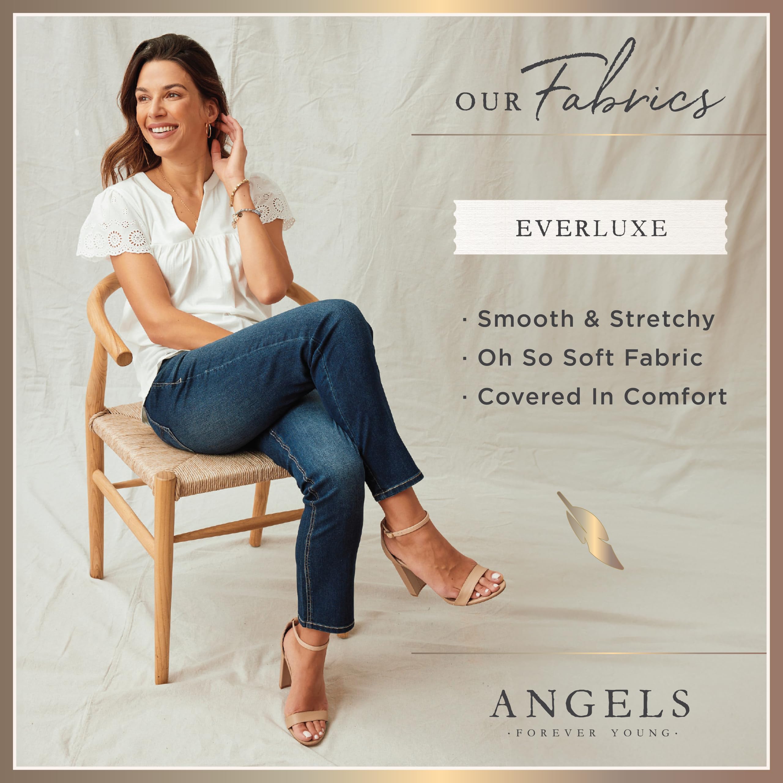Angels Forever Young Sculpt 17" Capri for Women Figure Enhancing Stretch Denim, Mid-Rise - Steel, 16
