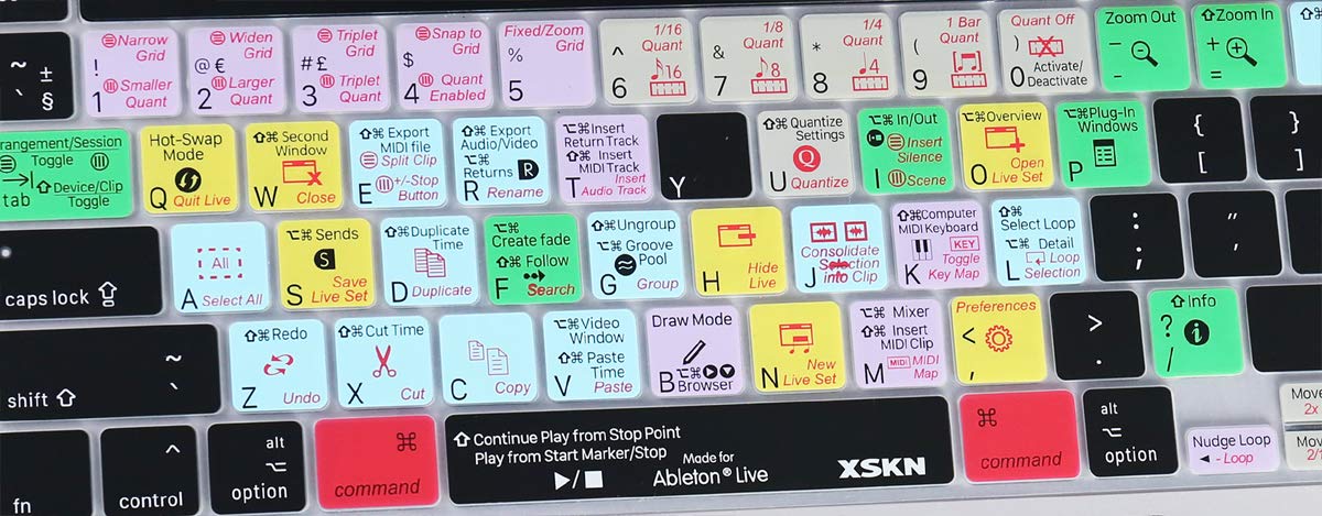 XSKN Ableton Live English Silicone Shortcuts Keyboard Cover Skin for Touch Bar Models 2019 MacBook Pro 16 inch A2141 2020 MacBook Pro 13.3 inch A2251 A2289 A2338 M1 Keyboard US&EU Version