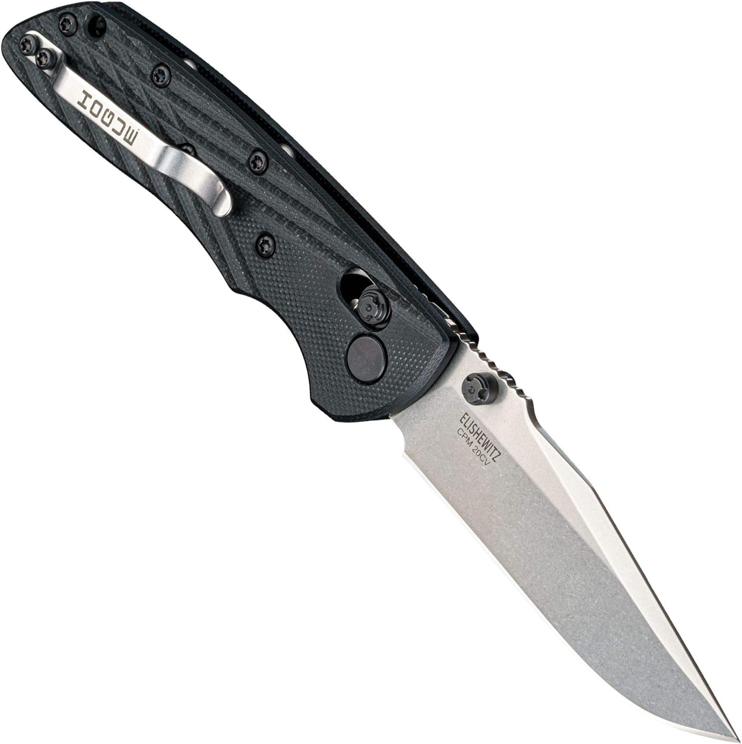 Hogue Deka ABLE Lock Folding Knife 3.25" CPM-20CV Stonewashed Clip Point Blade, Solid Black G10 Handles, AXIS/Crossbar Lock - 24279 (Gen 1)
