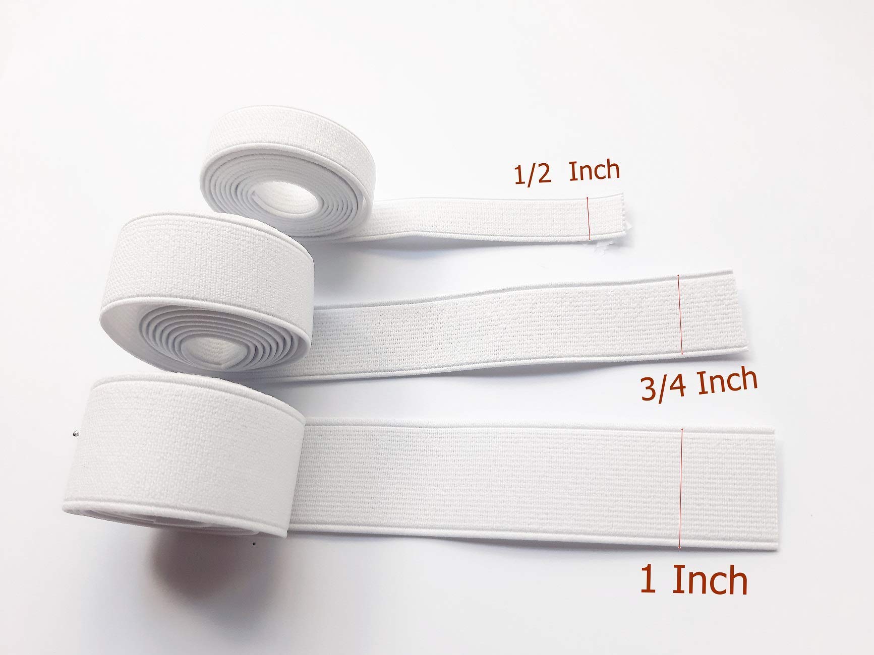 Mixed Size 3 Yards 1/2" 3/4" 1" White Flat Elastic Band Sewing Clothing Accessories Nylon Webbing Garment Trousers Costumes Craft DIY