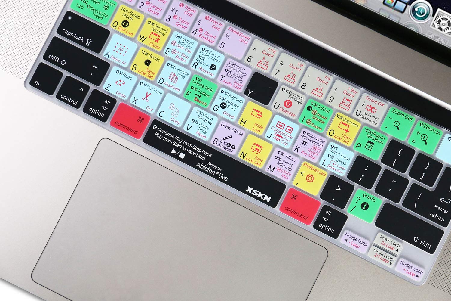 XSKN Ableton Live English Silicone Shortcuts Keyboard Cover Skin for Touch Bar Models 2019 MacBook Pro 16 inch A2141 2020 MacBook Pro 13.3 inch A2251 A2289 A2338 M1 Keyboard US&EU Version