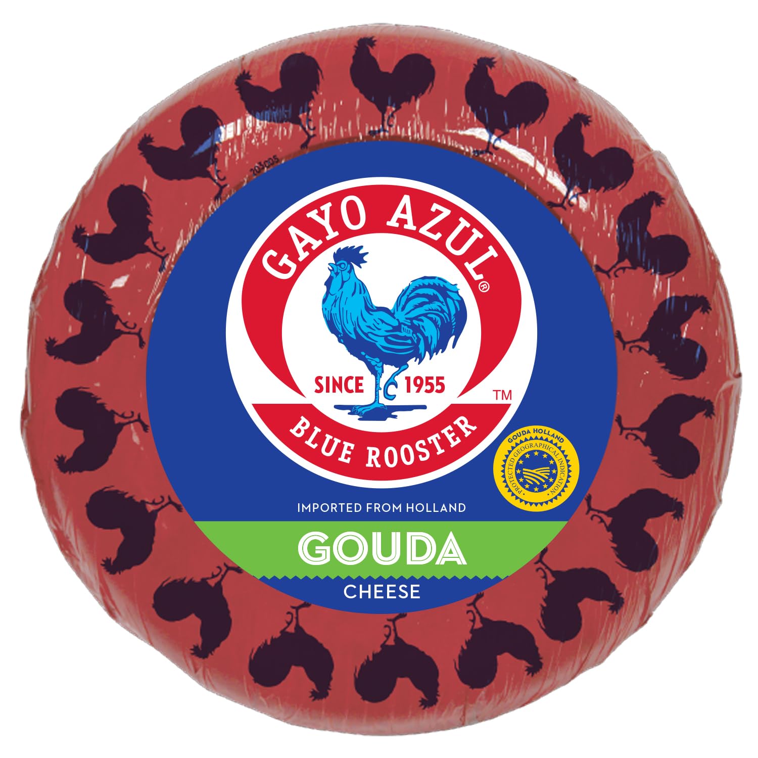 Gayo Azul Mild Gouda Cheese Wheel – Red Wax, 9-10lb (Approx.), Premium Dutch-Style Cheese