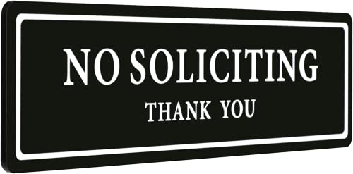 No Soliciting Sign for House (with Strong Adhesive Tape), 8.2" x 2.4" Premium Durable No Soliciting Signs for Home, No Solicitation Signs for Front Door/Wall/Window, Clear and Easy to Read