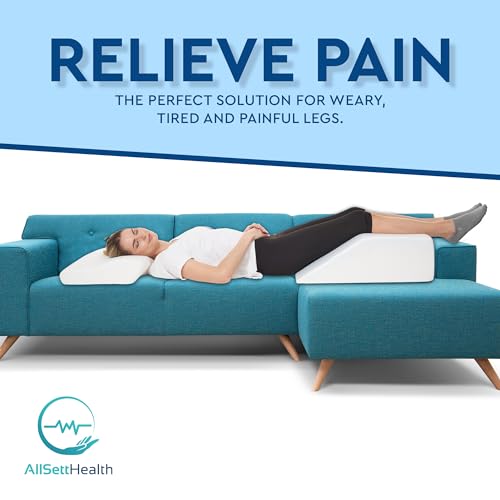 Leg Elevation Wedge Pillow for Sleeping, After Surgery | Memory Foam | Relieves Foot and Ankle Injury, Legs, Hip, and Knee Pain, Improves Blood Circulation, 8 Inch