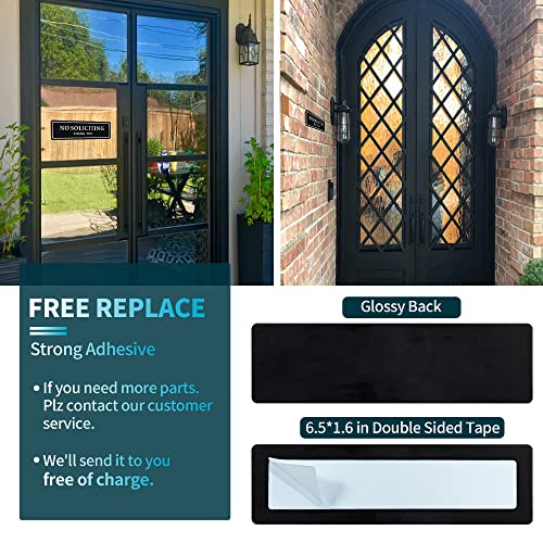 No Soliciting Sign for House (with Strong Adhesive Tape), 8.2" x 2.4" Premium Durable No Soliciting Signs for Home, No Solicitation Signs for Front Door/Wall/Window, Clear and Easy to Read