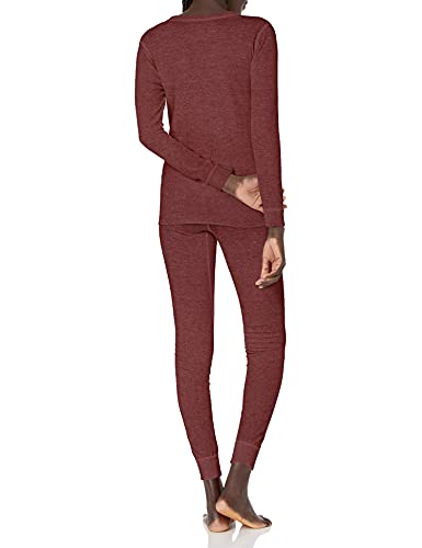 Fruit of the Loom Women's Micro Waffle Premium Thermal Set, Merlot Heather, Large