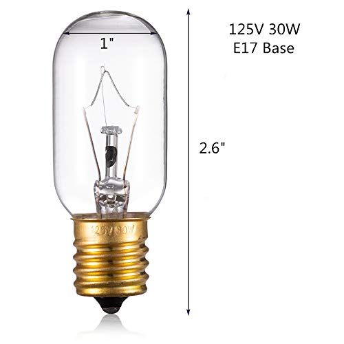 Light Bulb Fits for LG Microwave Oven - Microwave Light Bulb for LG Frigidaire Kenmore Whirlpool GE Over the Range Microwave, Dimmable with 125V 30W E17 Base, Kitchen Night Light, Repalces 6912W1Z004B