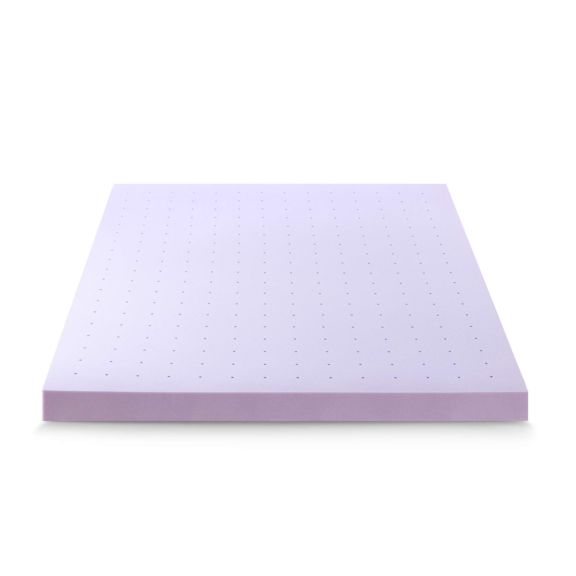 Mellow 4 Inch Ventilated Memory Foam Mattress Topper, Soothing Lavender Infusion, CertiPUR-US Certified, Short Queen