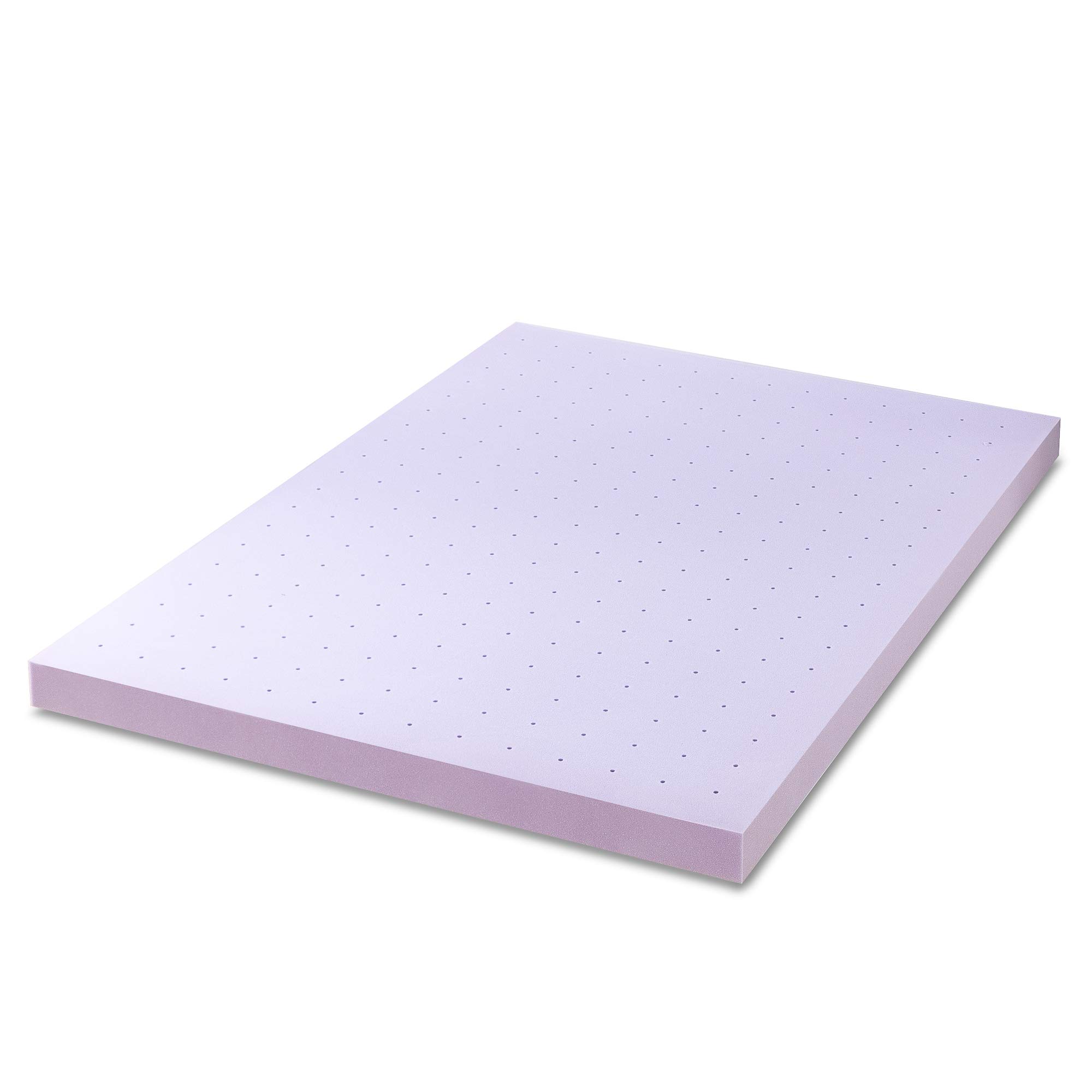 Mellow 4 Inch Ventilated Memory Foam Mattress Topper, Soothing Lavender Infusion, CertiPUR-US Certified, Short Queen