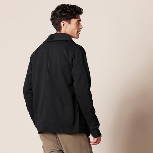 Amazon Essentials Men's Long-Sleeve Fleece Shawl-Collar Cardigan, Black, X-Large