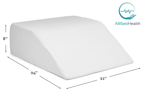 Leg Elevation Wedge Pillow for Sleeping, After Surgery | Memory Foam | Relieves Foot and Ankle Injury, Legs, Hip, and Knee Pain, Improves Blood Circulation, 8 Inch