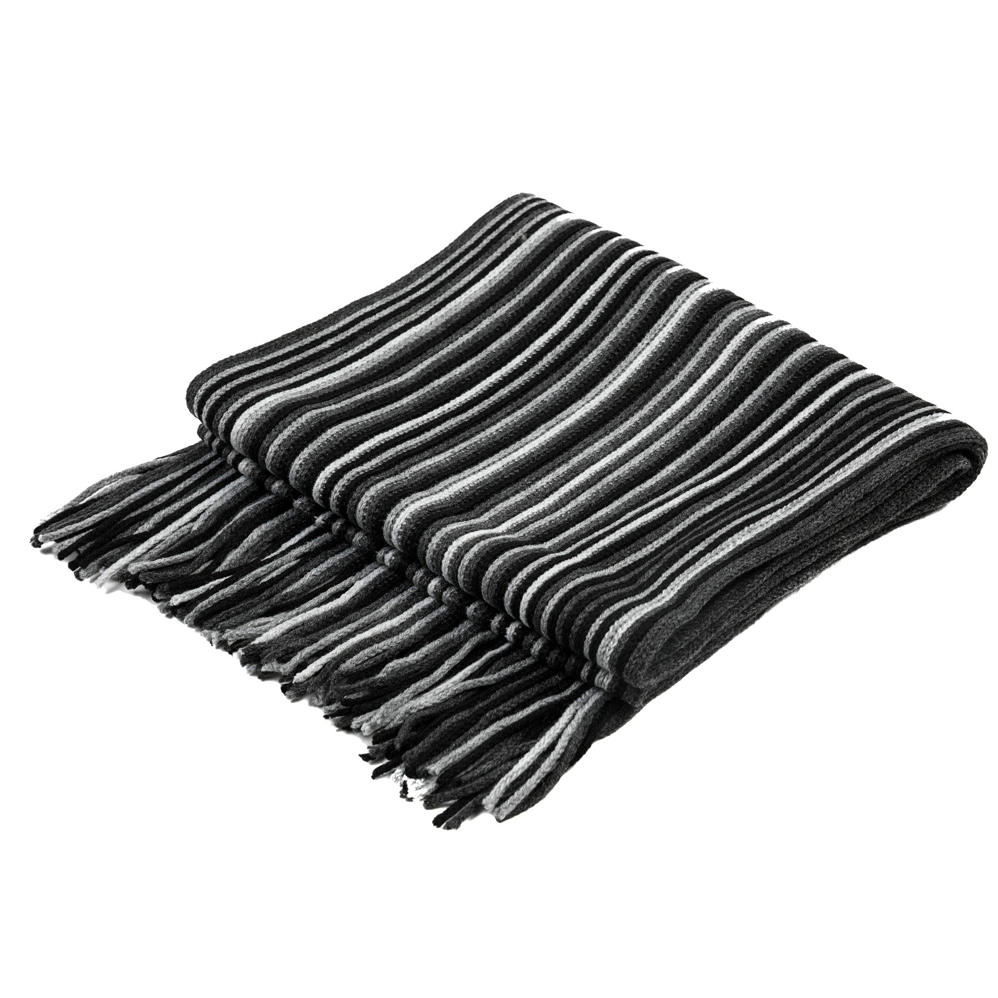 Glitzhome eUty Men's Scarf Cashmere Feel Soft Male Scarve Winter Warm Striped Long Thick Striped Neckerchief Ribbed Knit Tassel Muffler