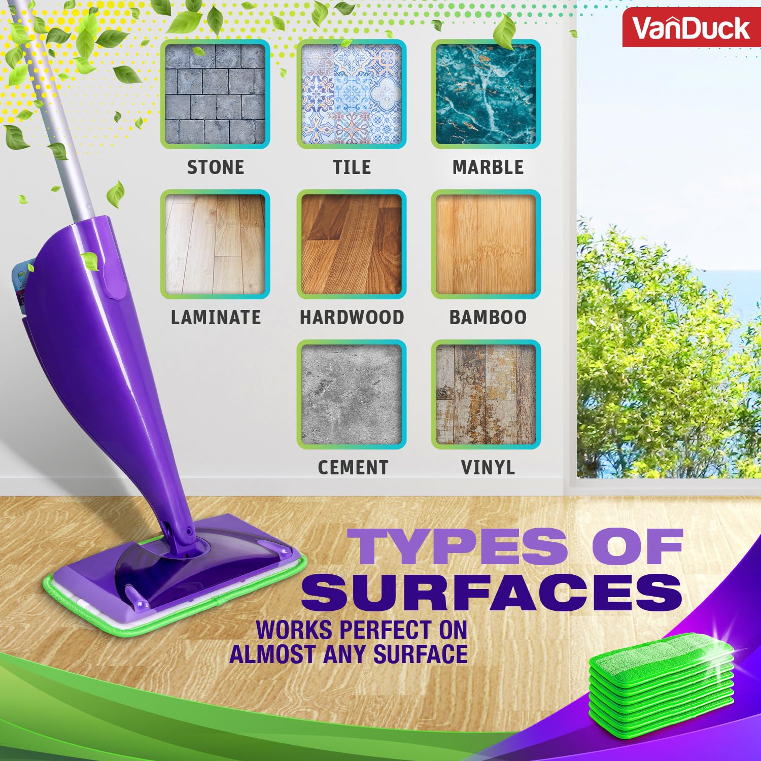VanDuck Reusable Mop Pads Compatible with Swiffer WetJet (2 Pack) - Microfiber Mop Refill for Wet Mopping Cloths - Hardwood Floor Cleaning Spray Pads are Reusable Replacements