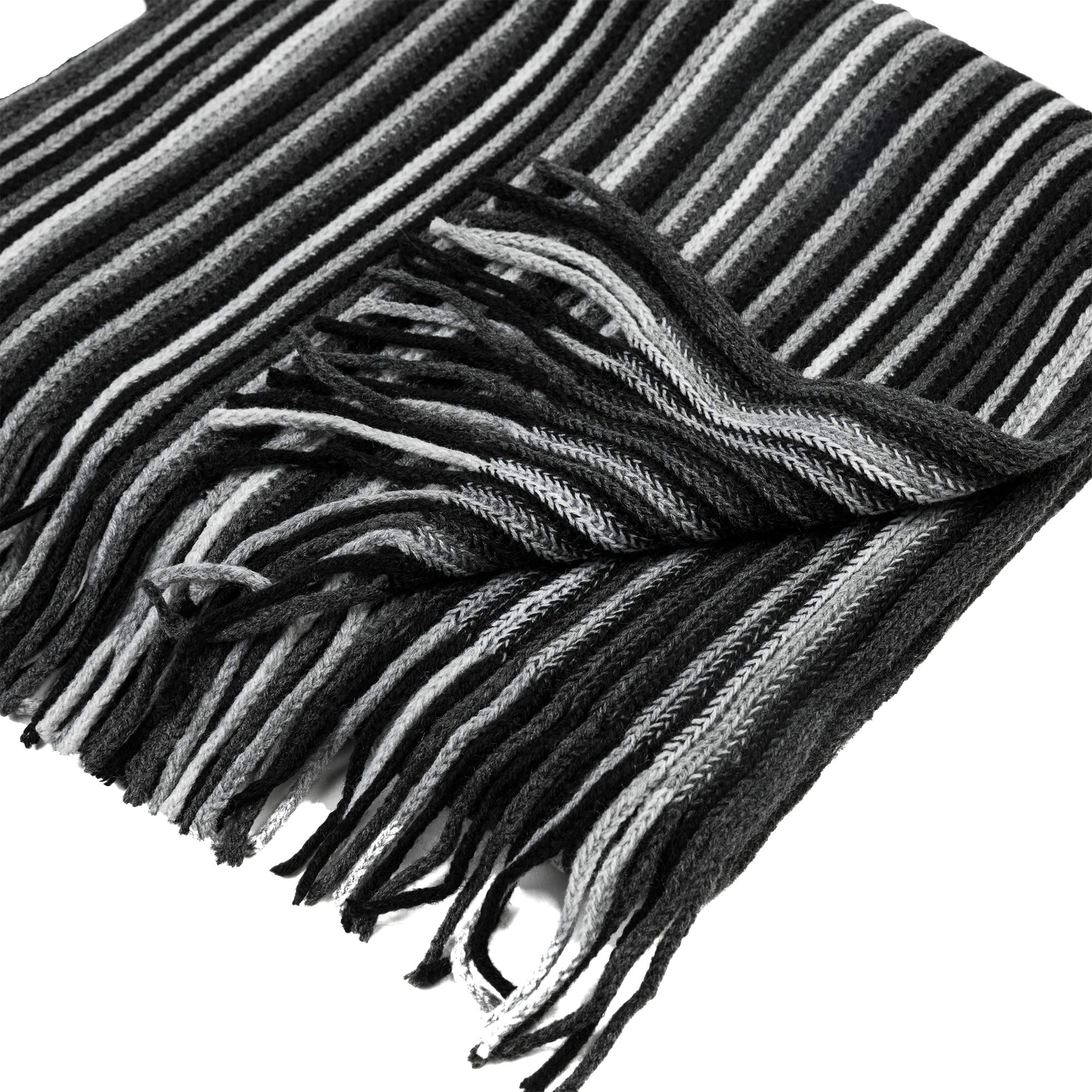 Glitzhome eUty Men's Scarf Cashmere Feel Soft Male Scarve Winter Warm Striped Long Thick Striped Neckerchief Ribbed Knit Tassel Muffler
