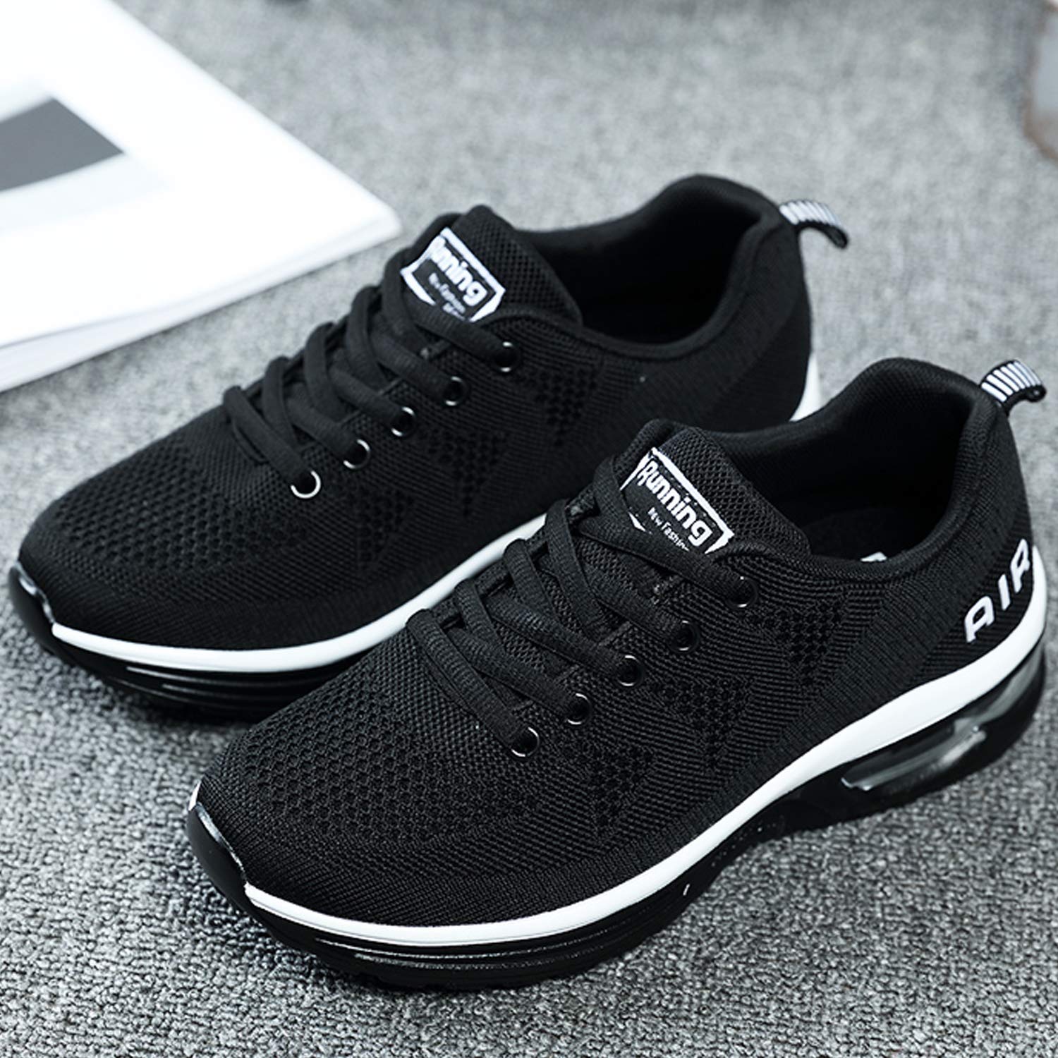 MAFEKE Women Tennis Running Shoes Lightweight Breathable Walking Sneakers (Black US 9 B(M)