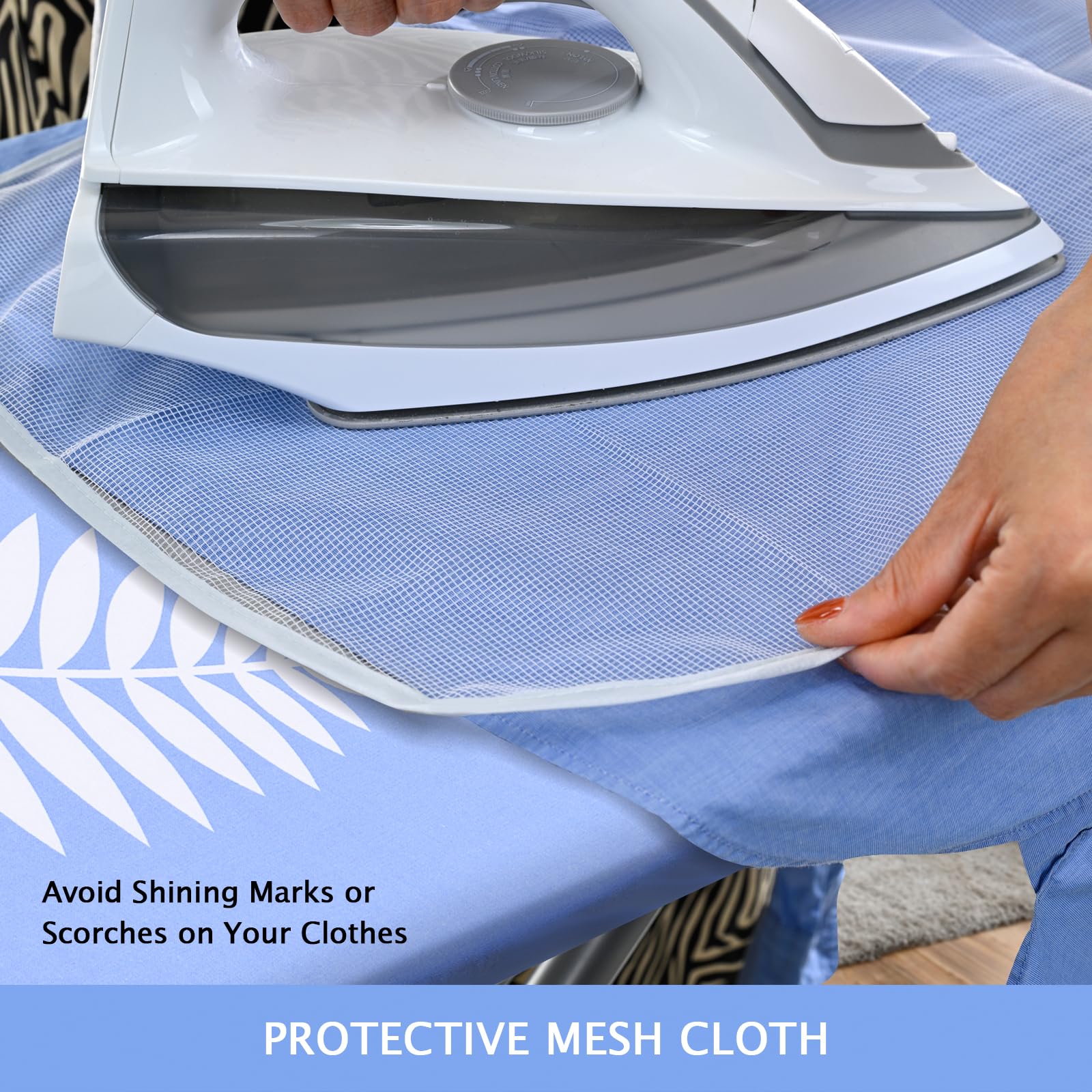 SheeChung 14x42 Inch Over-The-Door Ironing Board Replacement Pad/Cover,100% Cotton Iron Board Cover and Heavy-Duty Extra Thick Pad,Resists Scorching and Staining,Snug fit Ironing Board Cover