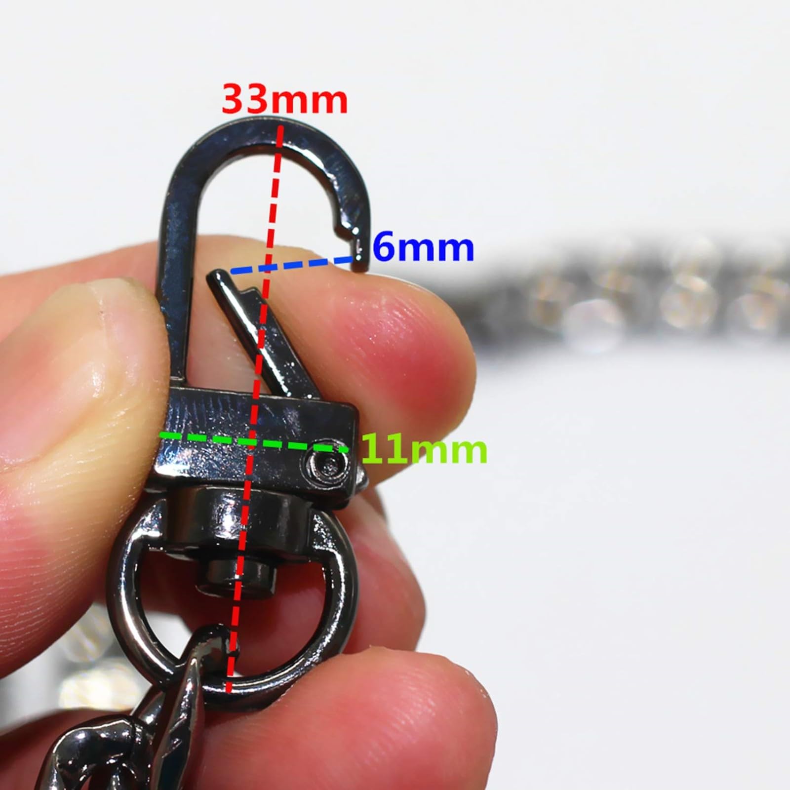 Model Worker DIY Iron Flat Chain Strap Handbag Chains Purse Chain Straps Shoulder Cross Body Replacement Straps with Metal Buckles (47", Gun-Black)