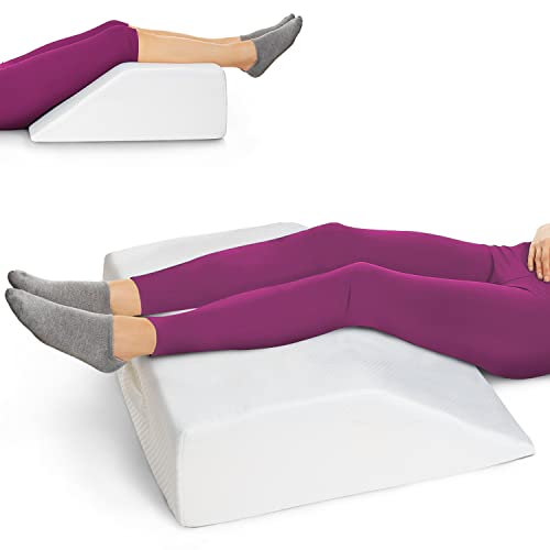 Leg Elevation Wedge Pillow for Sleeping, After Surgery | Memory Foam | Relieves Foot and Ankle Injury, Legs, Hip, and Knee Pain, Improves Blood Circulation, 8 Inch
