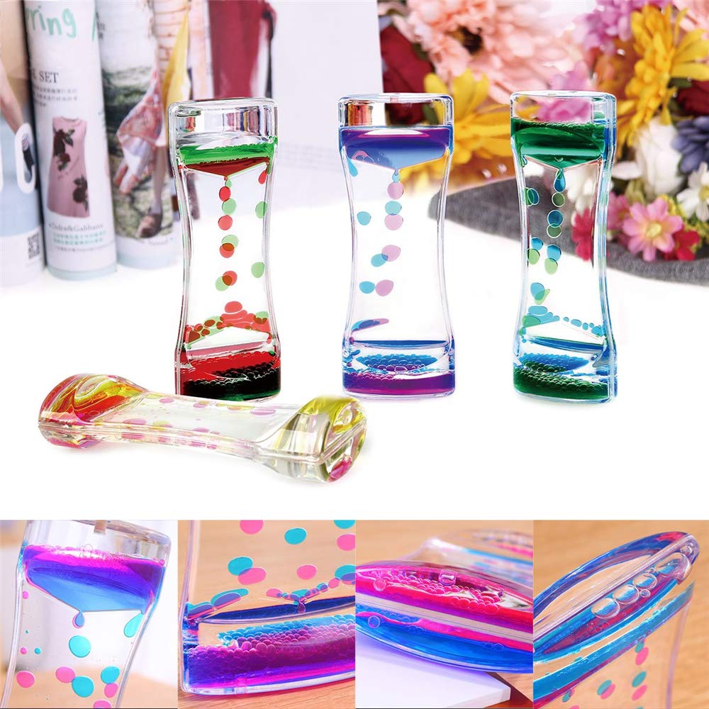 FKYTION Liquid Motion Bubbler Timer and Moving Sand Art Picture 2 Pack Colorful Hourglass Liquid Bubbler Art Toys Activity Calm Relaxing Desk Toys Voted Best Gift!