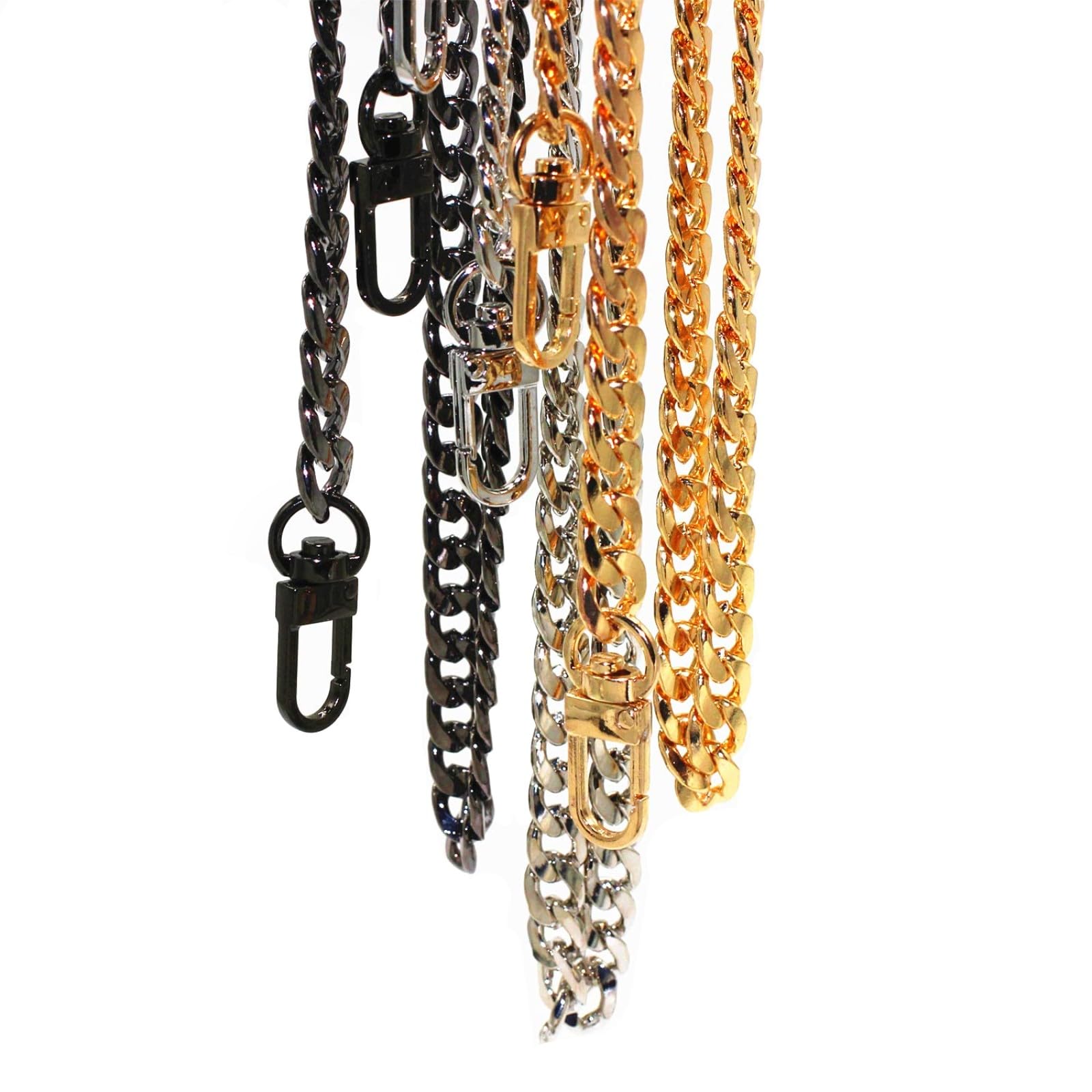 Model Worker DIY Iron Flat Chain Strap Handbag Chains Purse Chain Straps Shoulder Cross Body Replacement Straps with Metal Buckles (47", Gun-Black)