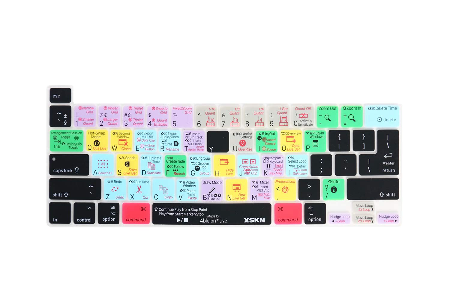 XSKN Ableton Live English Silicone Shortcuts Keyboard Cover Skin for Touch Bar Models 2019 MacBook Pro 16 inch A2141 2020 MacBook Pro 13.3 inch A2251 A2289 A2338 M1 Keyboard US&EU Version