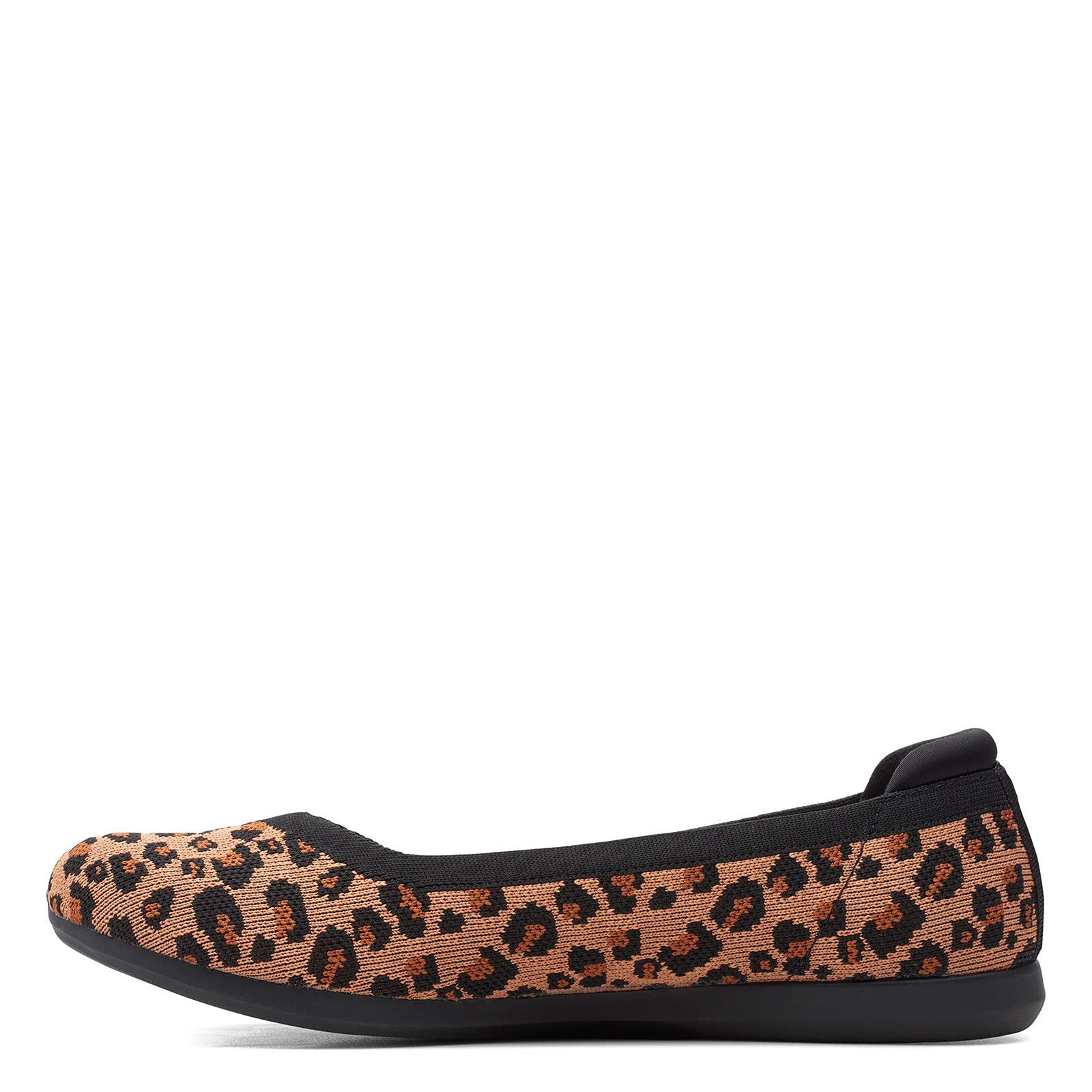 Clarks womens Carly Wish Ballet Flat, Dark Tan/Black Interest Knit, 9.5 Wide US