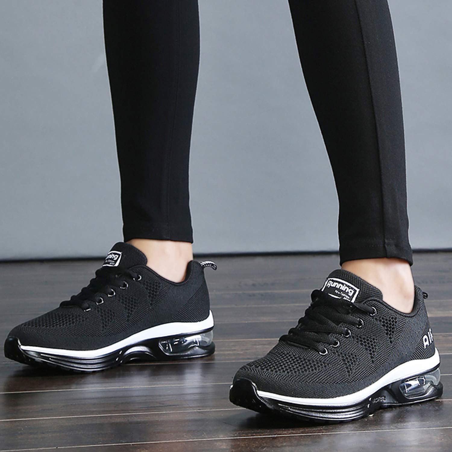 MAFEKE Women Tennis Running Shoes Lightweight Breathable Walking Sneakers (Black US 9 B(M)