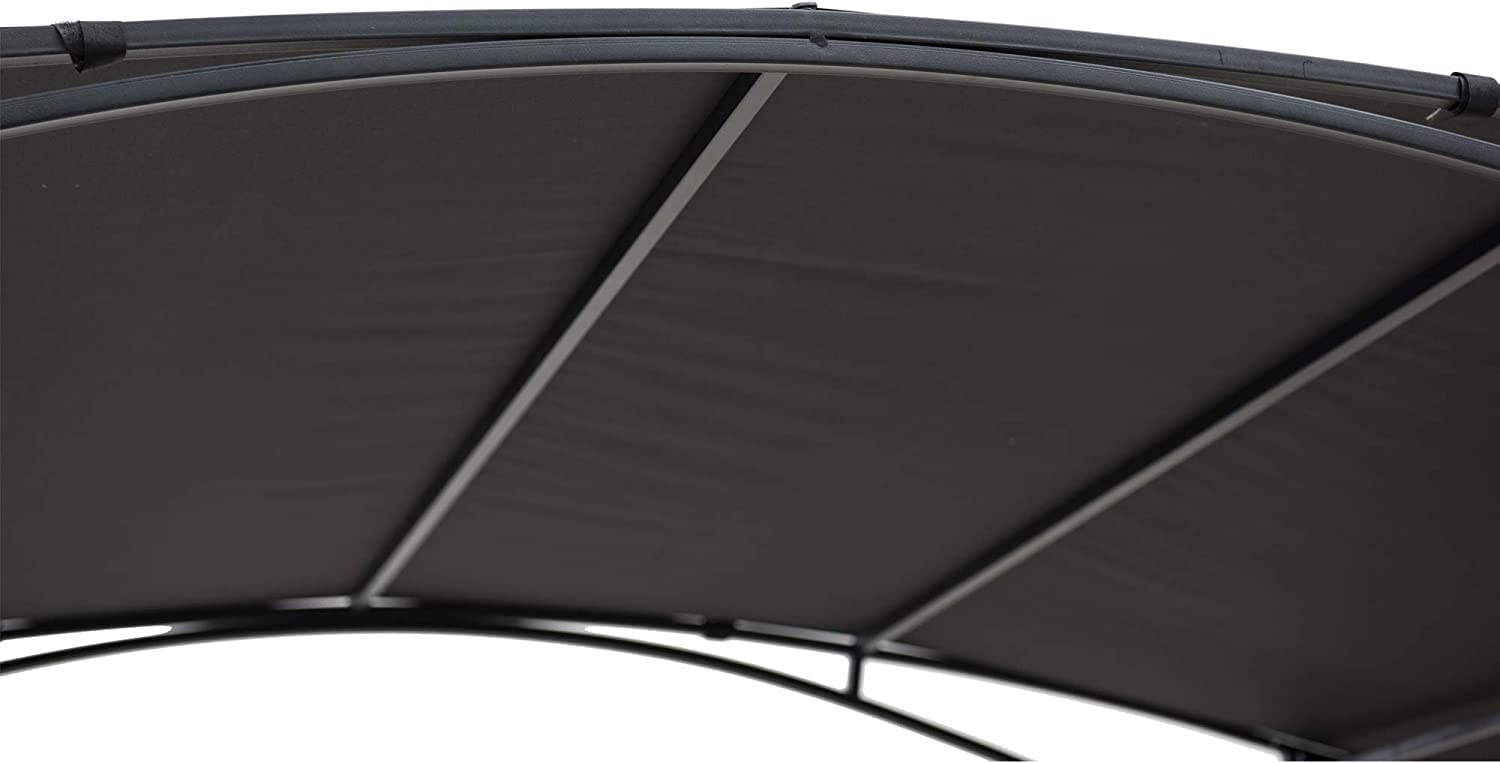 Sunjoy Grill Gazebo 5 ft. x 8 ft. Black Steel Frame Soft Top Gazebo with Arch Canopy with Shelves for Outdoor, Patio, Garden, Backyard Activities