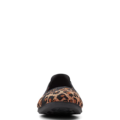 Clarks womens Carly Wish Ballet Flat, Dark Tan/Black Interest Knit, 10 US