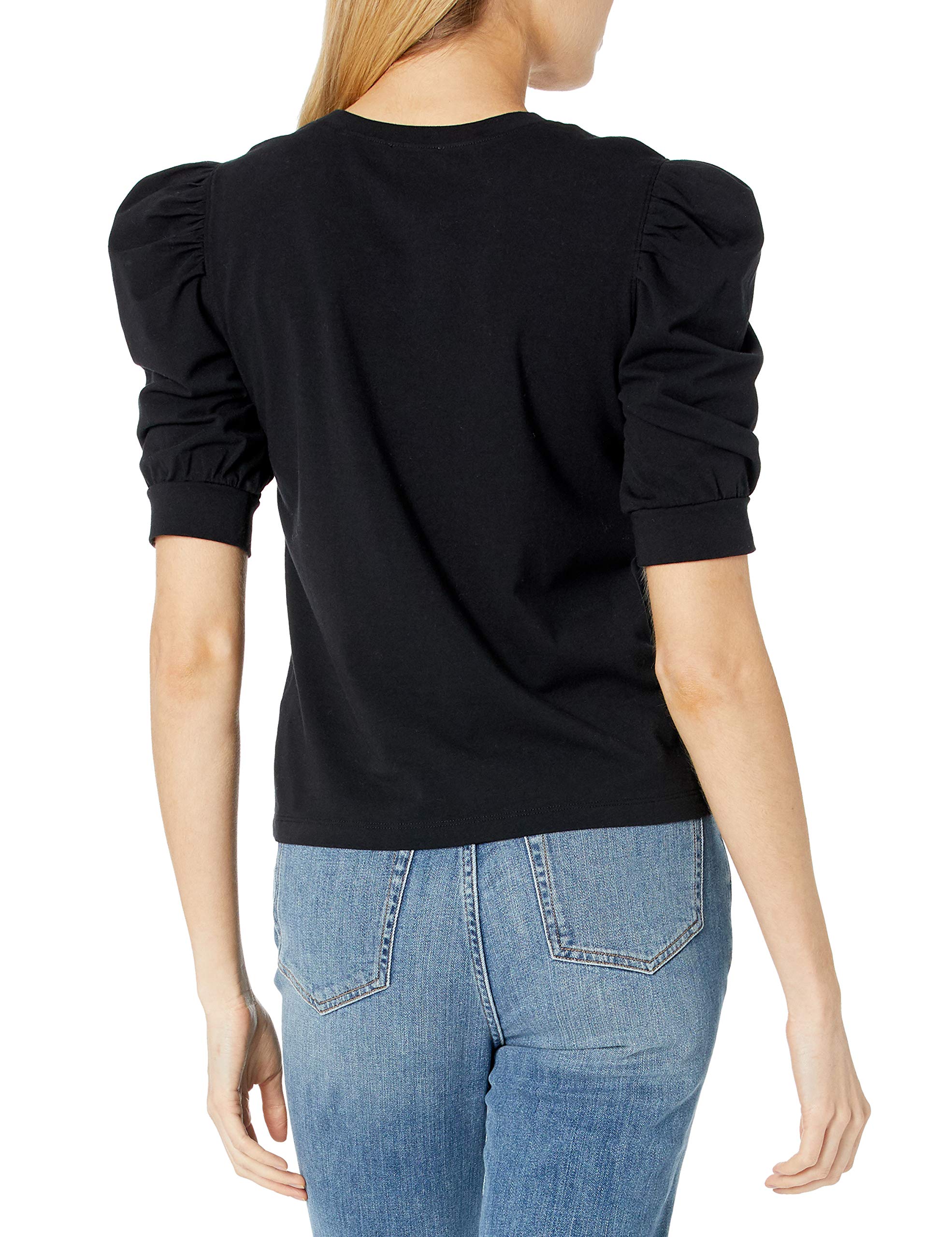 The Drop Women's Mariko Puff Sleeve Crew Neck T-Shirt, Black, 2X Plus Size