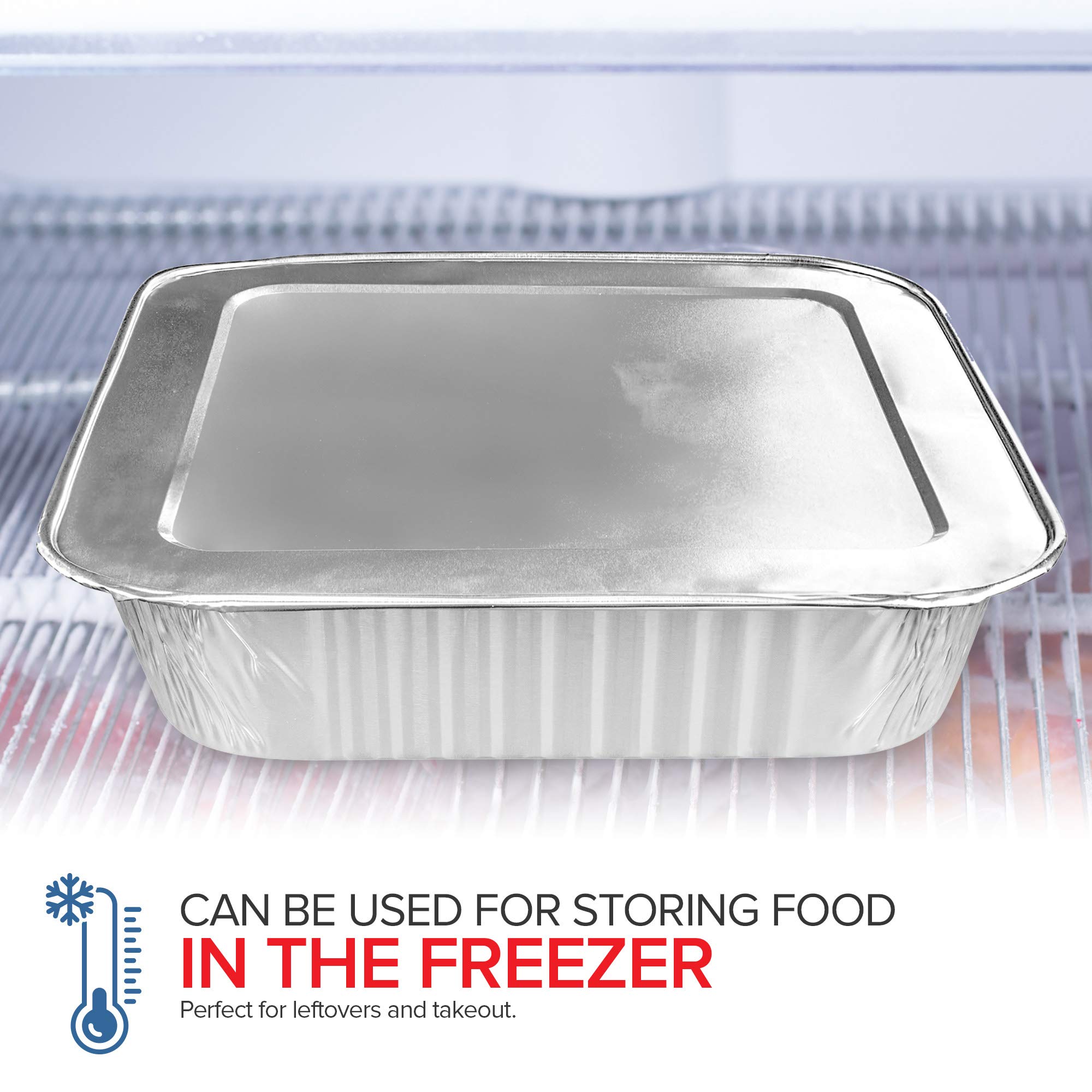 8x8 Foil Pans with Lids (10 Pack) 8 Inch Square Aluminum Pans with Covers - Foil Pans and Foil Lids - Disposable Food Containers Great for Baking Cake, Cooking, Heating, Storing, Prepping Food