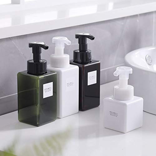 UUJOLY Foaming Soap Dispenser, 450ml (15oz) Refillable Pump Bottle Plastic for Liquid Soap, Shampoo, Body Wash (2 Pcs) (Amber)