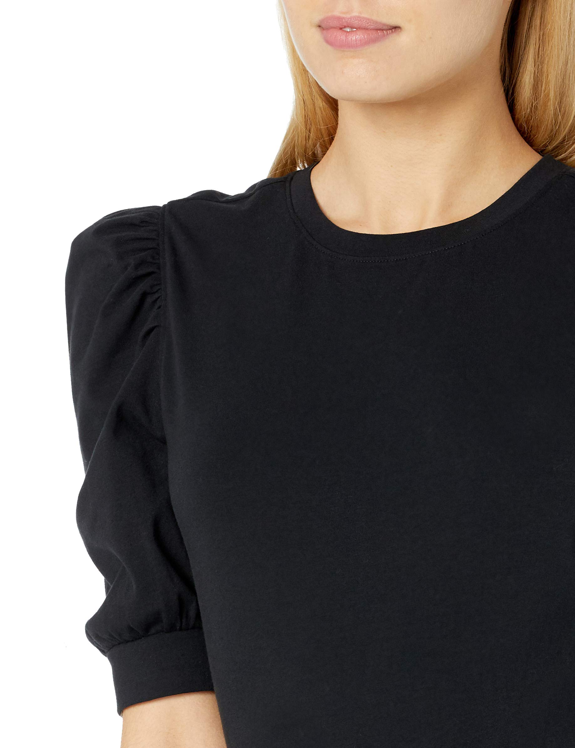 The Drop Women's Mariko Puff Sleeve Crew Neck T-Shirt, Black, 2X Plus Size