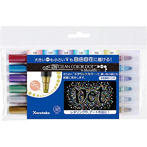 Kuretake TC-8100/6V ZIG Clean Color Dot Metallic 6 Colors