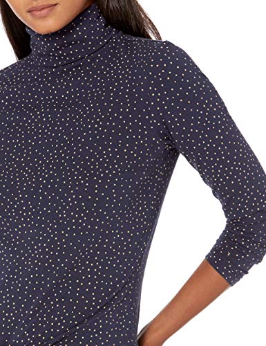 Amazon Essentials Women's Long-Sleeve Turtleneck (Available in Plus Size), Camel Navy Dots, Medium