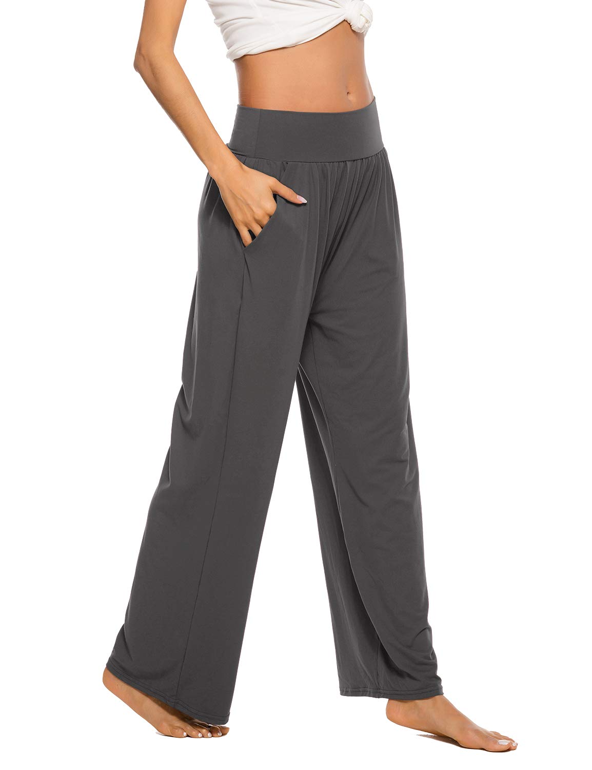ZJCT Womens Sweatpants Comfy Loose Casual Wide Leg Yoga Workout Lounge Pants with Pockets Dark Gray XL