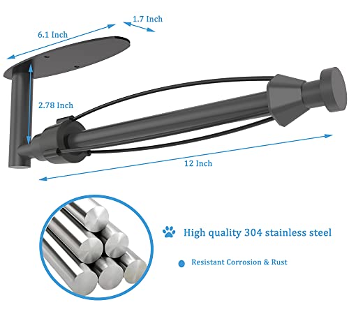Paper Towel Holder Under Cabinet Wall Mount Paper Towel Holders with Damping Black Stainless Steel Kitchen Under Counter Hanging Paper Towels Rack with Self-Adhesive and Screws