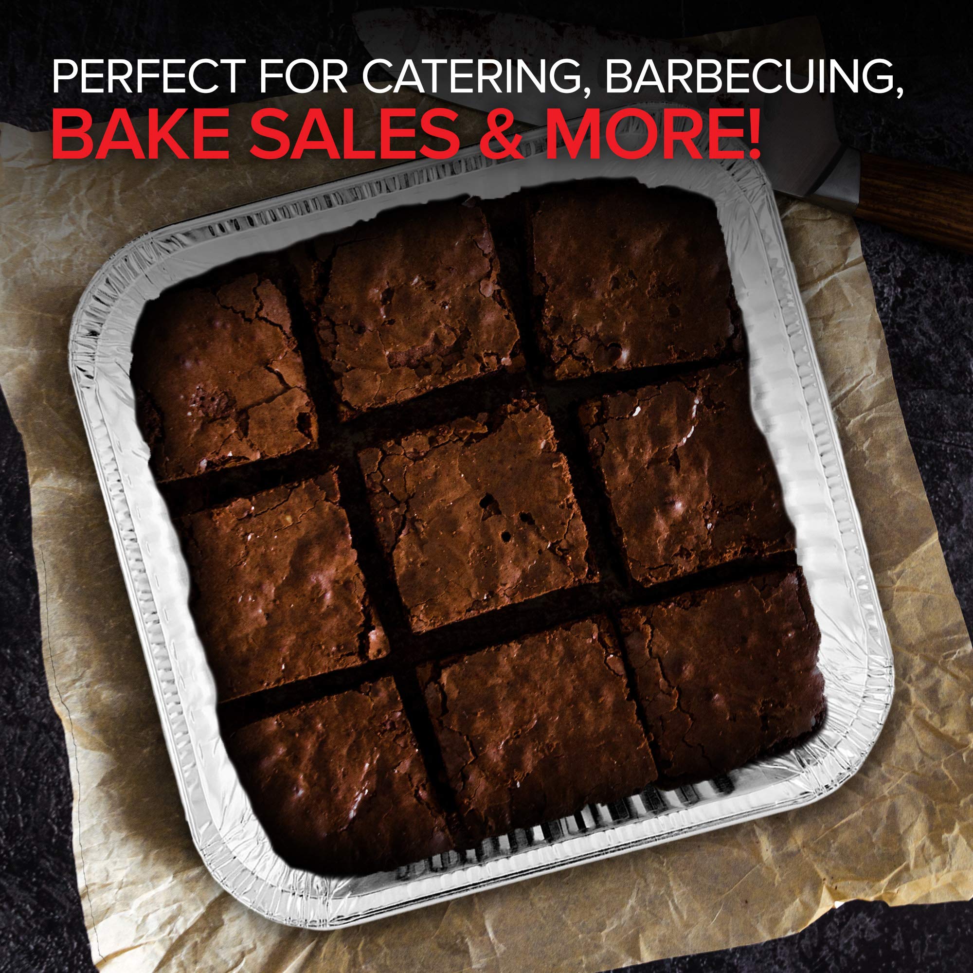 8x8 Foil Pans with Lids (10 Pack) 8 Inch Square Aluminum Pans with Covers - Foil Pans and Foil Lids - Disposable Food Containers Great for Baking Cake, Cooking, Heating, Storing, Prepping Food