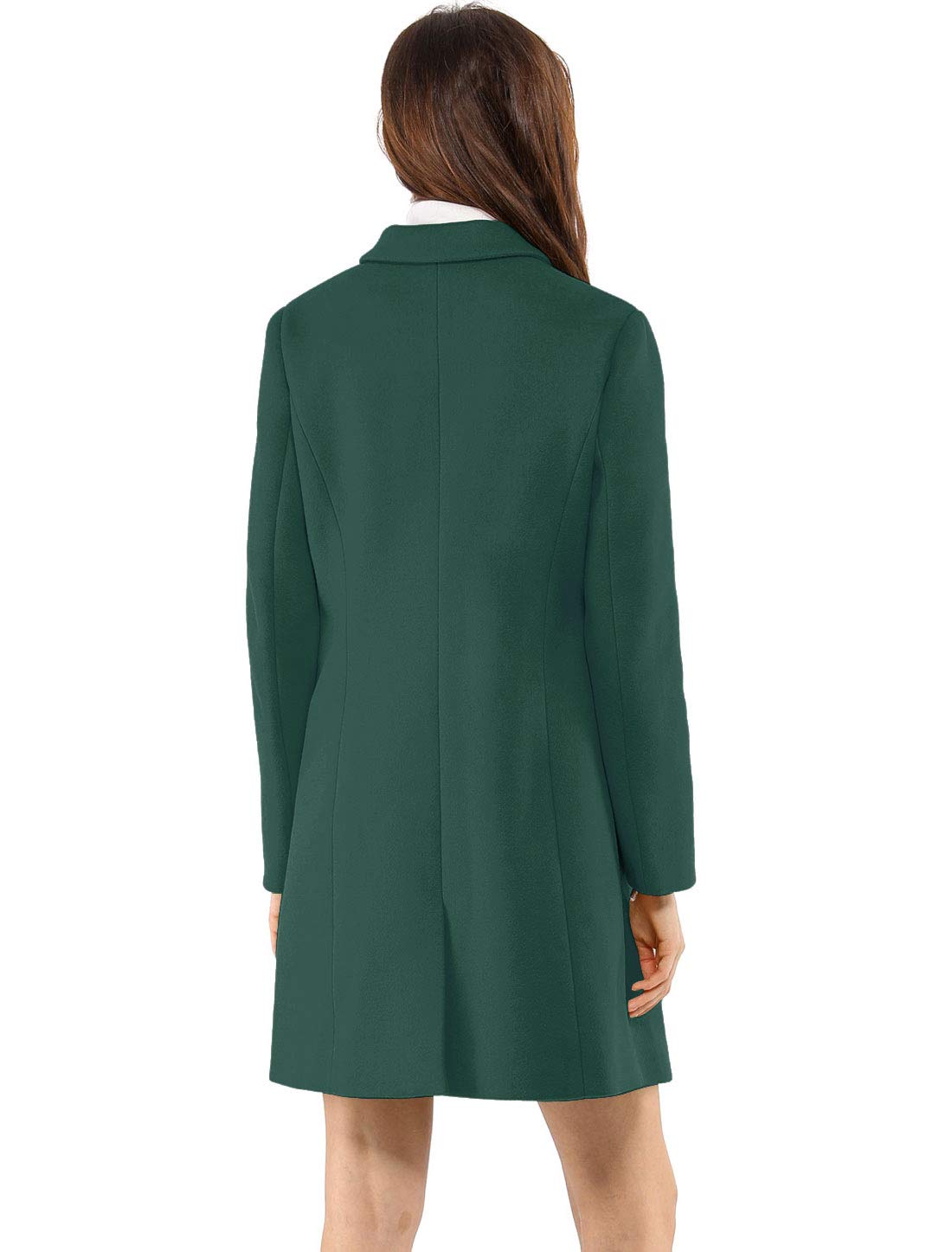 Allegra K Women's 2024 Pea Coat Single Breasted Long Winter Coats for Women X-Large Green