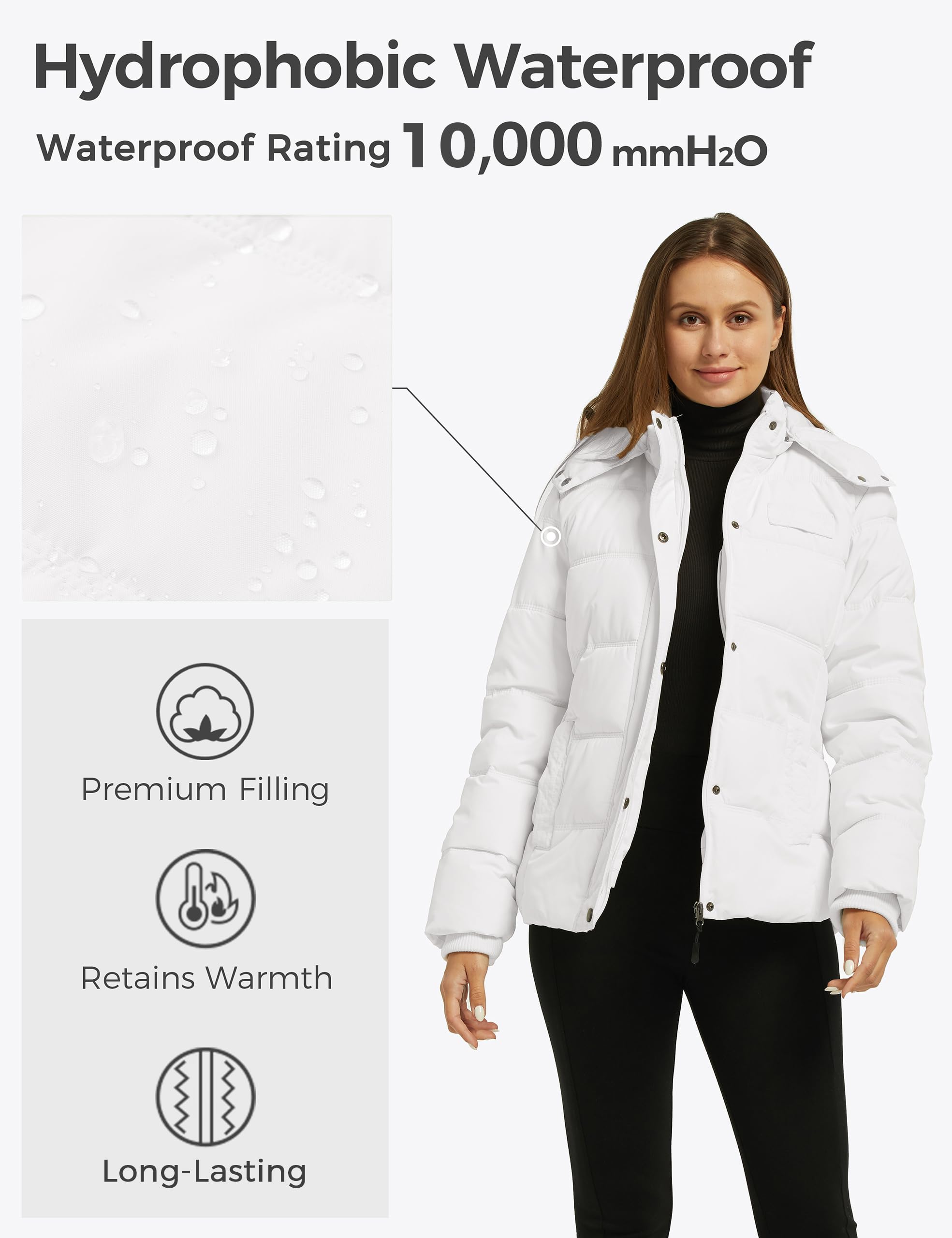 wantdo Women's Padding Puffer Jacket Windproof Spring Coats with Hood Beige XL