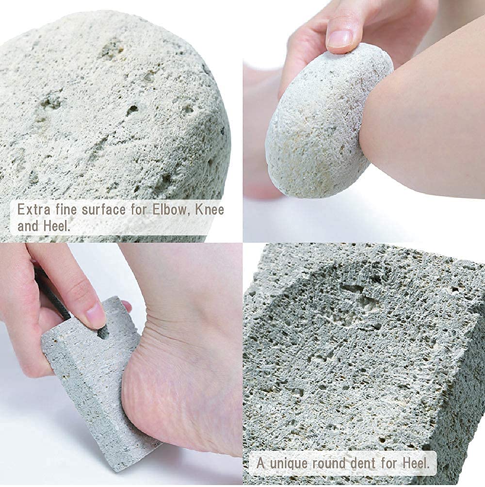 Pumice Stone, Natural [Made in Japan] Ergonomic Shape, Extra Fine Texture, Hard & Cracked Skin Callus Remover for Men, Women, Kids and Gifts.(2pcs Set(Coarse/Fine Smooth))