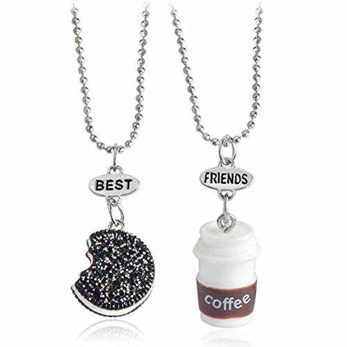 MileHouse Necklace for Women,2Pcs/Set Cookie Coffee Bead Chain Necklaces Kids Jewelry