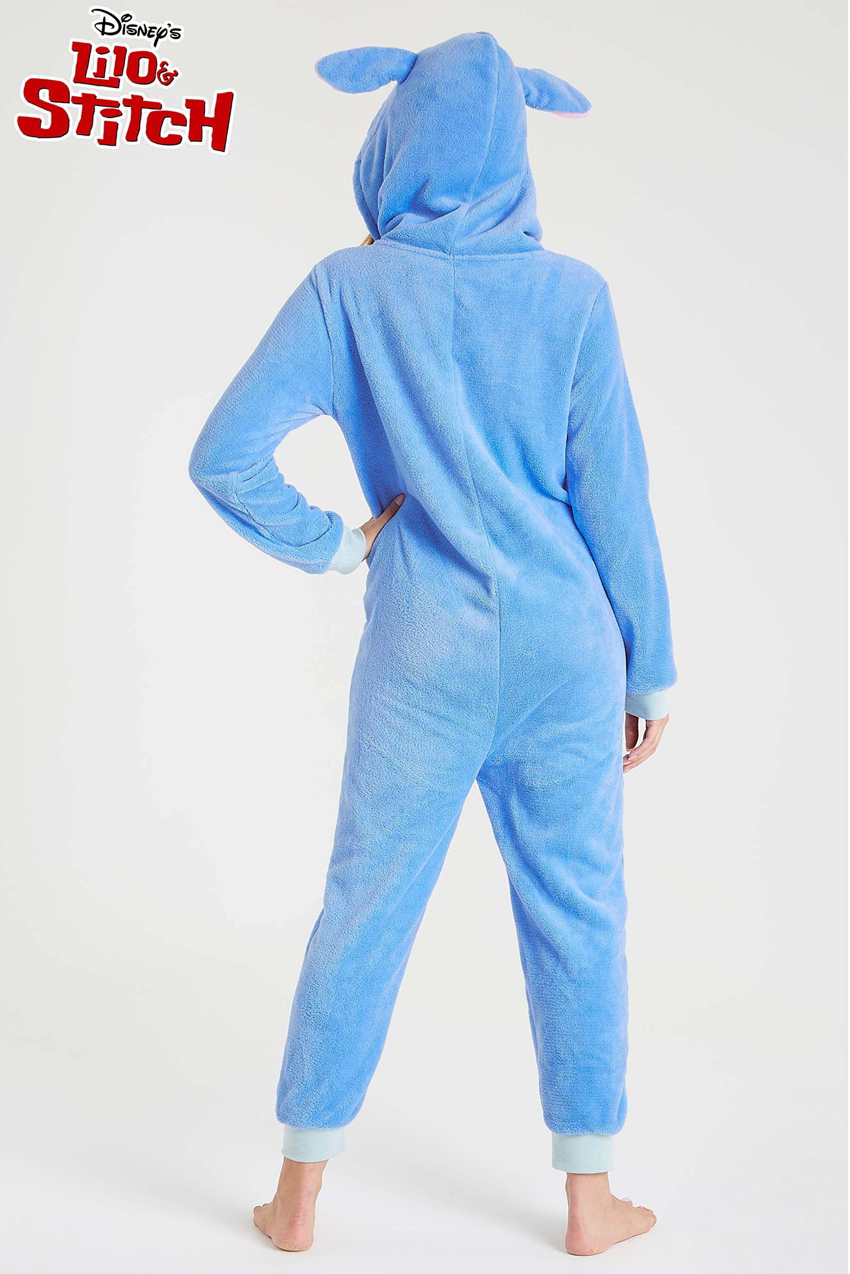 Disney Onesies for Women, Fluffy Stitch Onesie Pyjamas, Stitch Gifts (Blue Stitch, L)