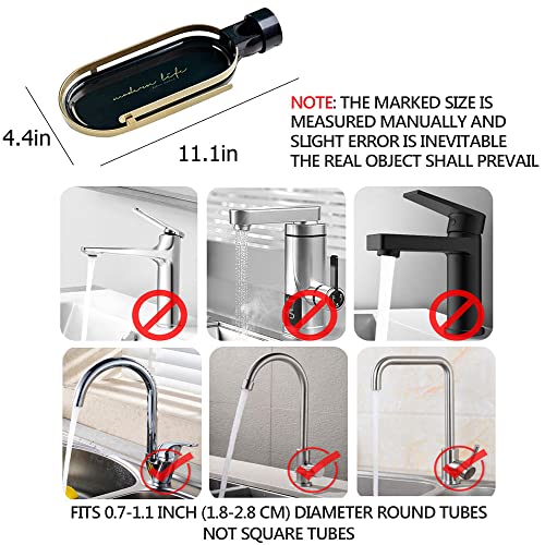HPDEAR Faucet Sponge Holder with Towel Bar, Holder Sink Caddy Organizer for Kitchen, Hanging Faucet Drainer Rack for Bathroom (Black)
