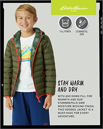 Eddie Bauer Kids' Reversible Jacket - Weather Resistant Quilted Down Coat for Boys and Girls (3-20), Size 5-6, Olive