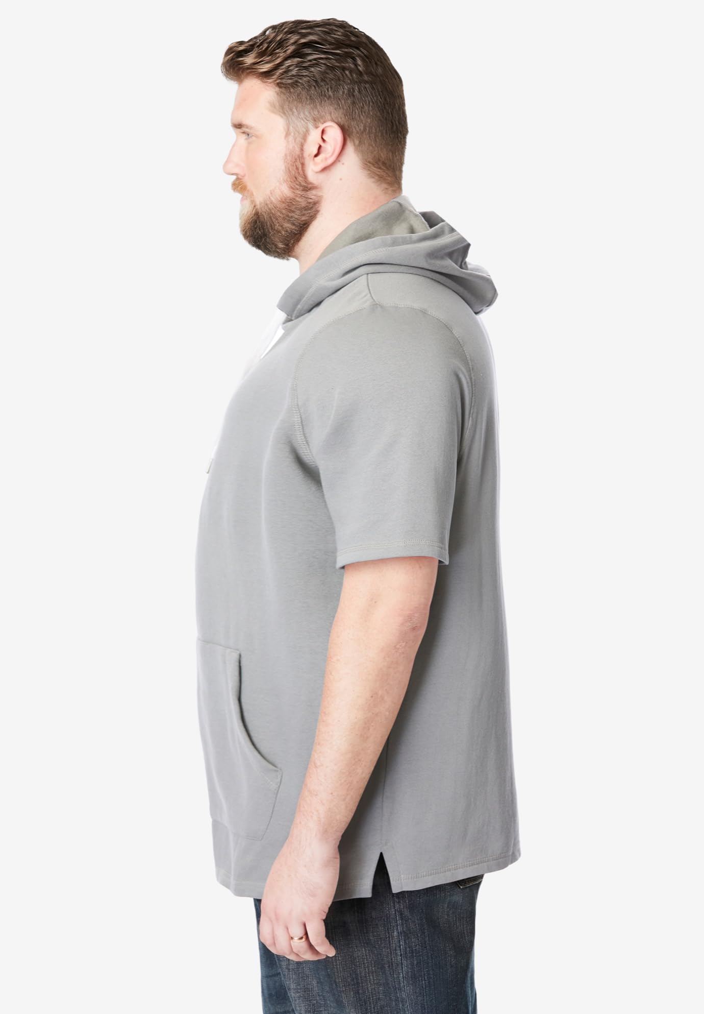 Liberty Blues by KingSize Men's Big & Tall Short-Sleeve Hoodie - 6XL, Shale Grey