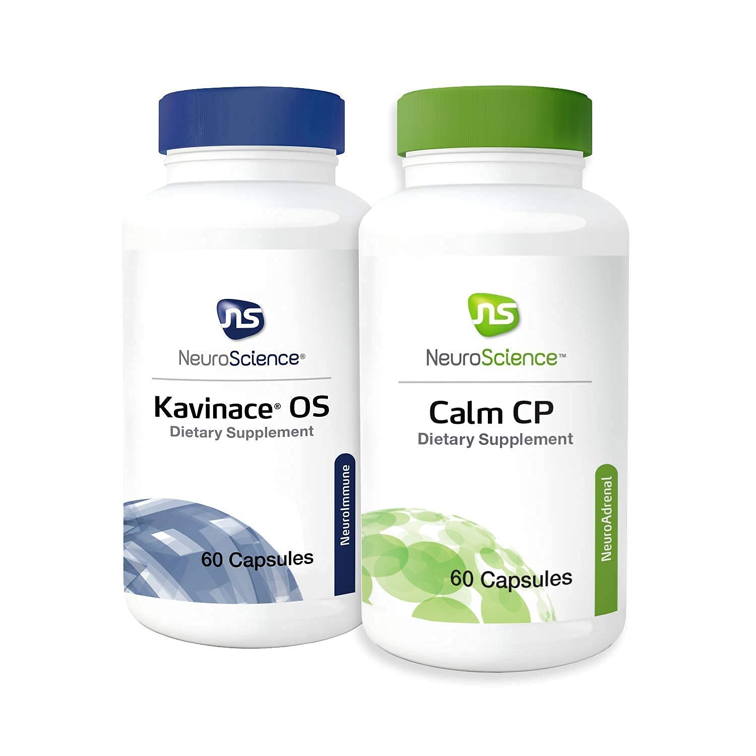 NeuroScience Sleep + Calm Support Set - Kavinace OS + Calm CP - Quick Sleep Support Kavinace with Melatonin, L-Theanine + Botanicals, Calm CP Cortisol & Adrenal Support (2 Products)