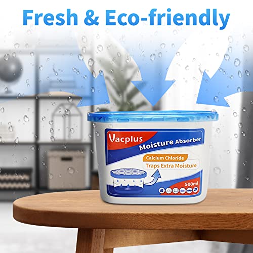 ✅ 𝗩𝗮𝗰𝗽𝗹𝘂𝘀 Moisture Absorber Boxes (6 Pack), 10.5 Oz, Vacplus Unscented Moisture Absorber, Humidity Absorber Attracts Extra Moisture from Your Bathroom, Closet, Kitchen & Study, Dehumidifier for Closet (Fragrance Free)