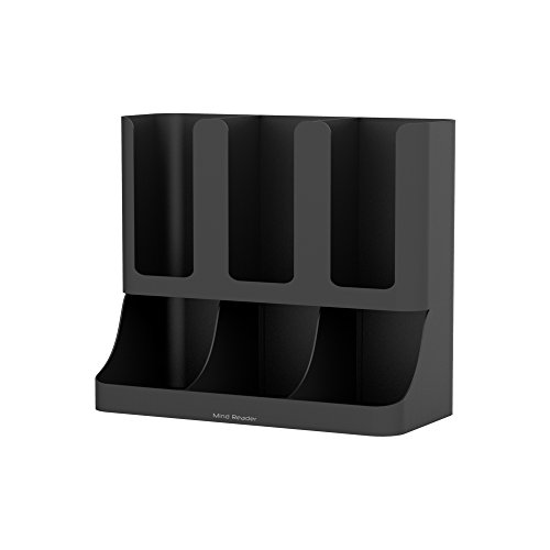 Mind Reader 6 Compartment Upright Breakroom Coffee Condiment and Cup Storage Organizer, Black, 13.5 x 4.30 x 12