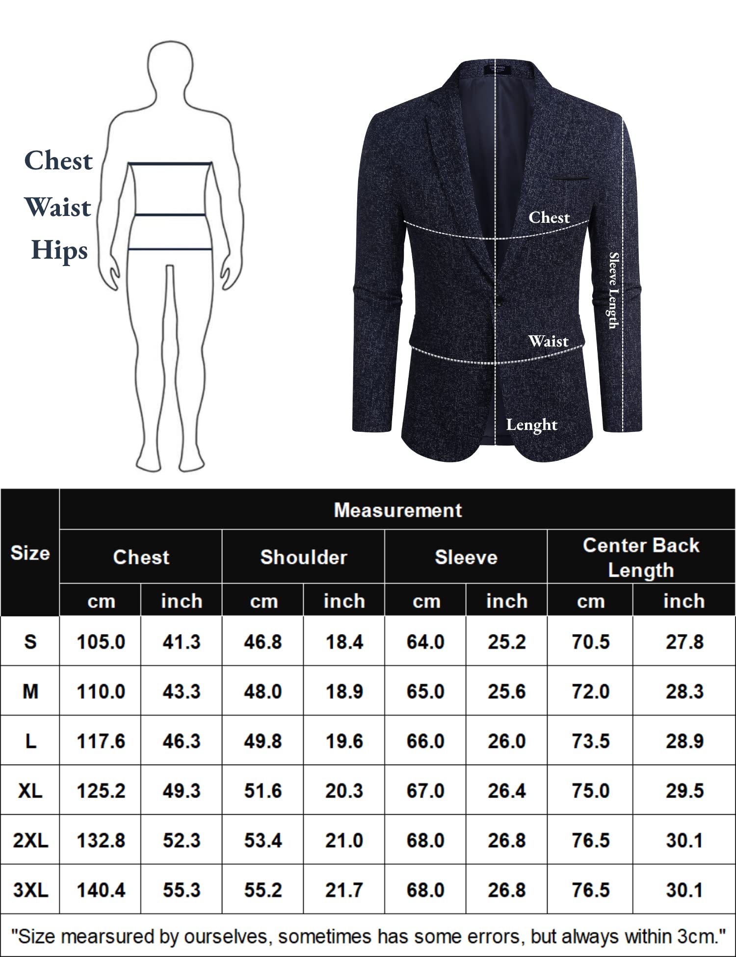 COOFANDY Men's Casual Blazer Sports Coats Lightweight Suit Jackets One Button, 2-Blue, X-Large